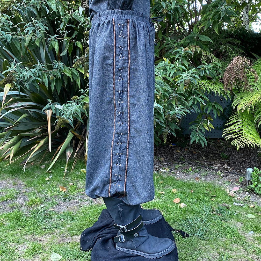 Medieval LARP Hero Pants, Grey Wool, Side Lace & Braiding, Viking ...