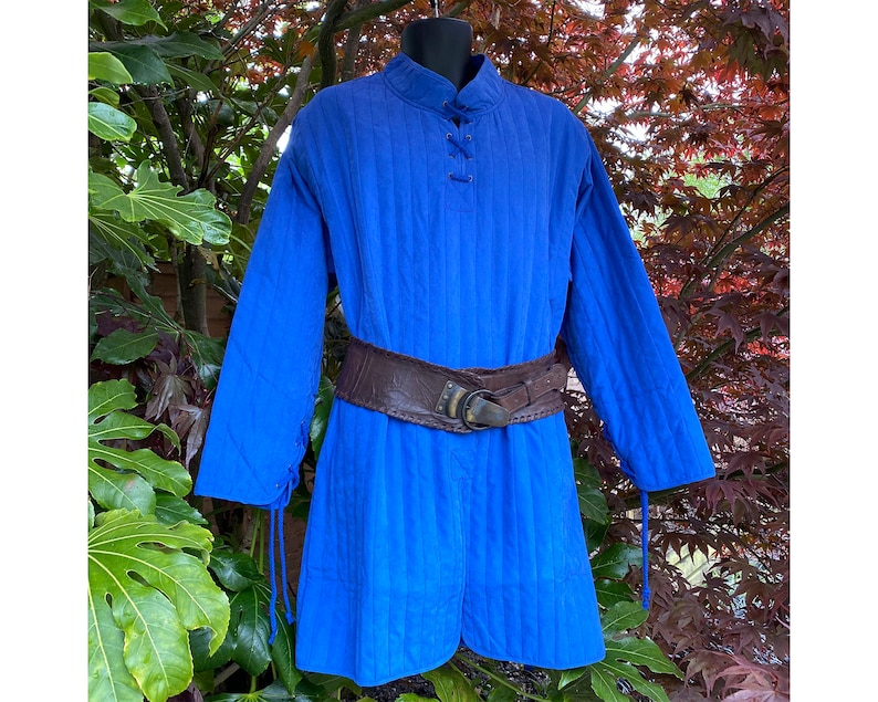 Medieval LARP Gambeson, Blue Cotton, Lightweight Padded Tunic, Viking ...