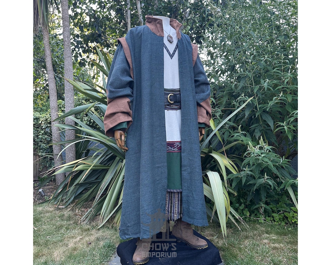 LARP Robe With High Collar, Teal, Renaissance Faire Robe, Medieval ...