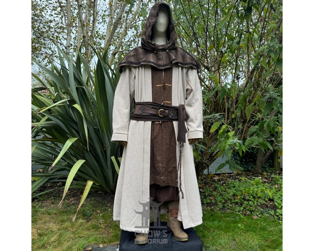 Medieval Master Wizard LARP Outfit - 5 Pcs - Robe, Jacket, Hood, Belt ...