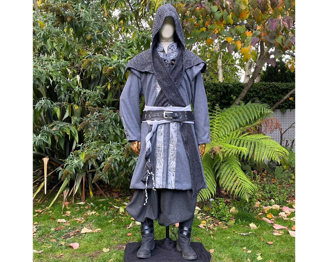Elven Lord Larp Outfit 6 Pieces Woollen Coat, Wrap Hood, Shirt, Pants ...
