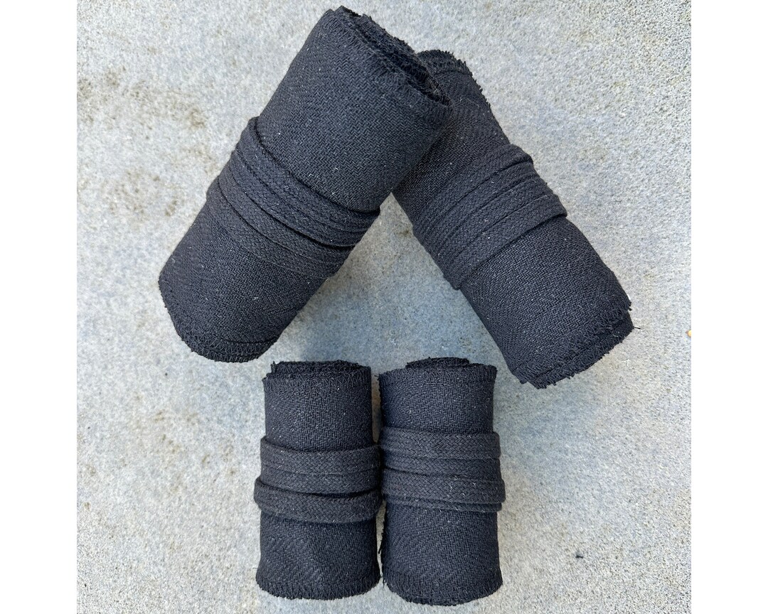 Medieval Leg Wrap and Arm Wrap Set - Black Herringbone Wool, Costumes ...