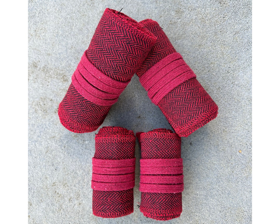 Medieval Leg Wrap and Arm Wrap Set Red Herringbone Wool, Costumes for ...