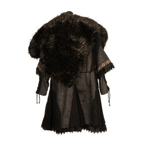 Reversible Fur LARP Mantle Black & Brown Shoulder Cape Faux Fur and ...