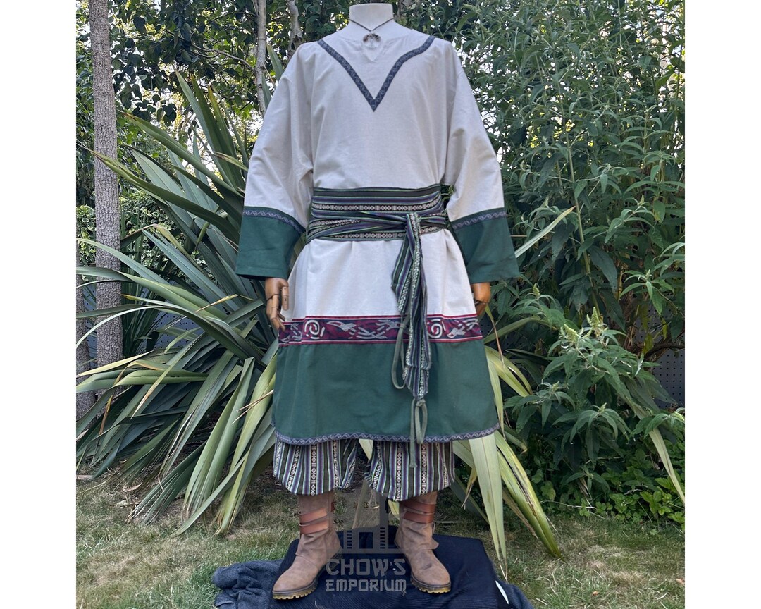 Viking LARP Starter Outfit- White & Green - 3 Pcs | Tunic, Trousers ...