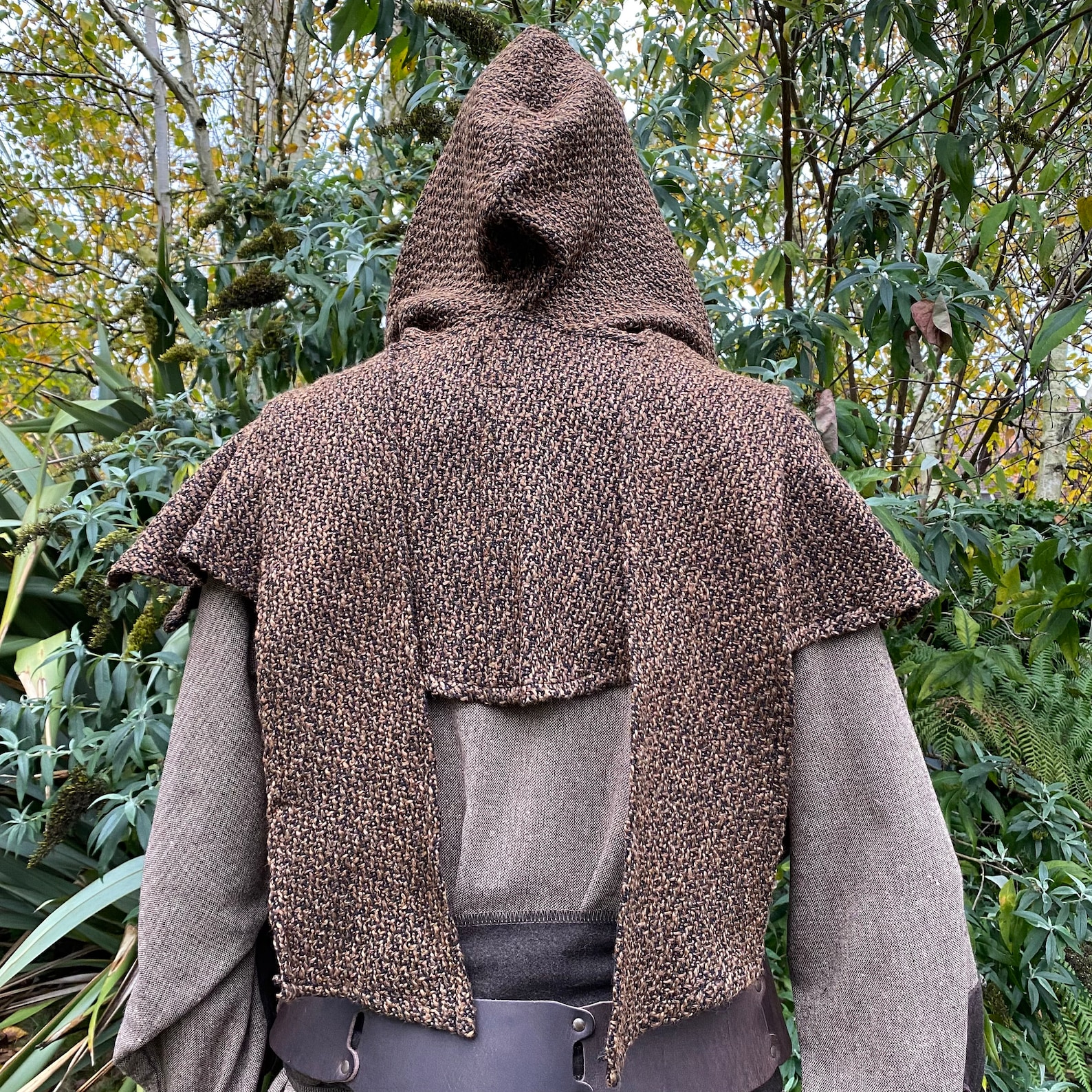 Medieval LARP Scarf Hood, Brown Wool, Cowl, Gugel, Mantle, Assassin ...