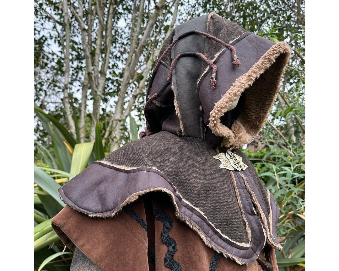 Layered LARP Hood Brown & Green Faux Leather - Etsy