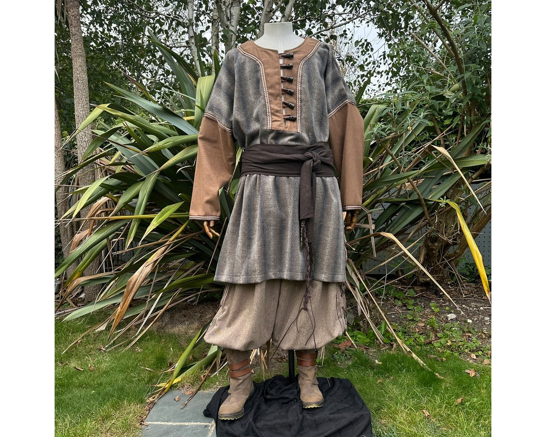LARP Basic Outfit 3 Pieces: Grey & Brown Mohair Two Tone Tunic, Pants ...
