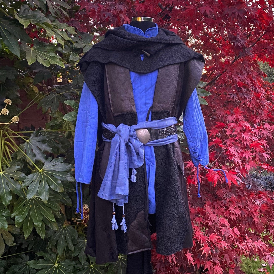 LARP Costume Blue Mage Set 4 Pieces Leather Effect Patchwork - Etsy