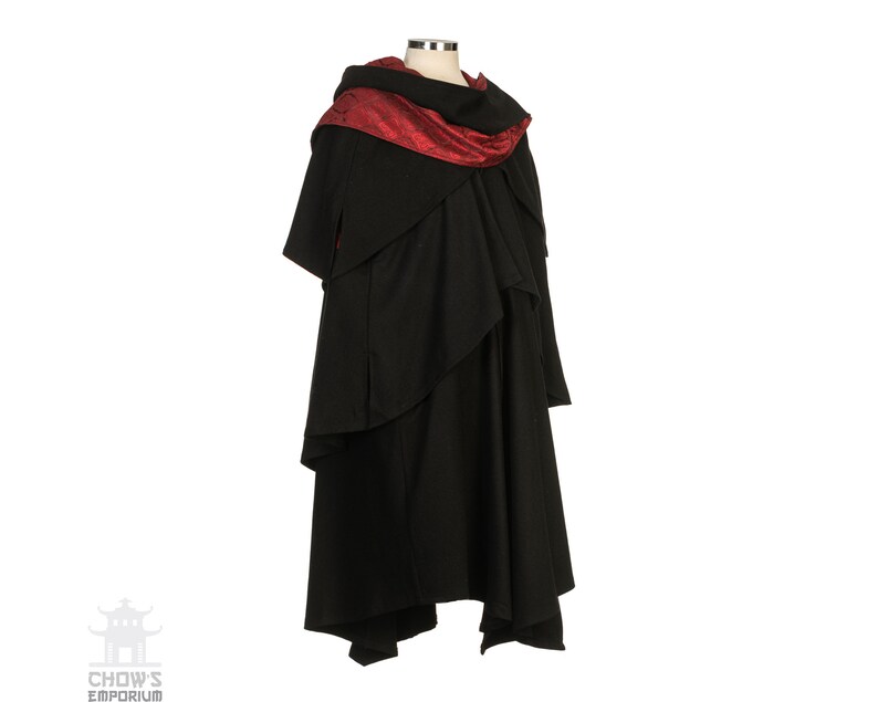 Necromancer Cloak 3 Layered Woollen Cloak in Black With - Etsy UK