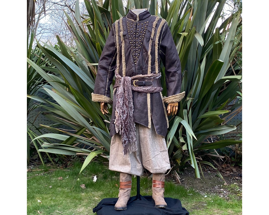 Leather Armor LARP Coat Brown With Metal Studs, Faux Leather Fabric - Etsy