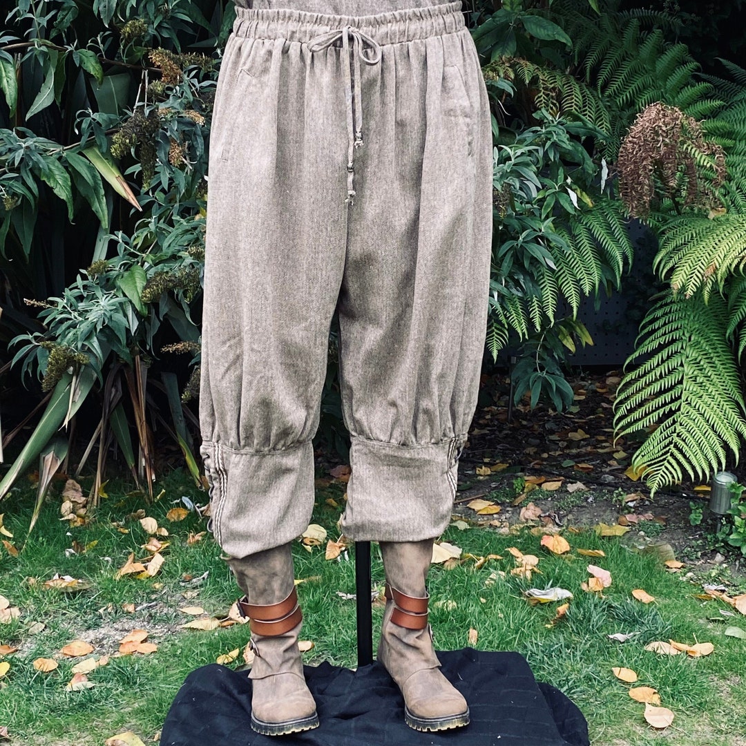 Medieval Viking Pants - Brown Wool Mix Trousers With Braiding - Etsy