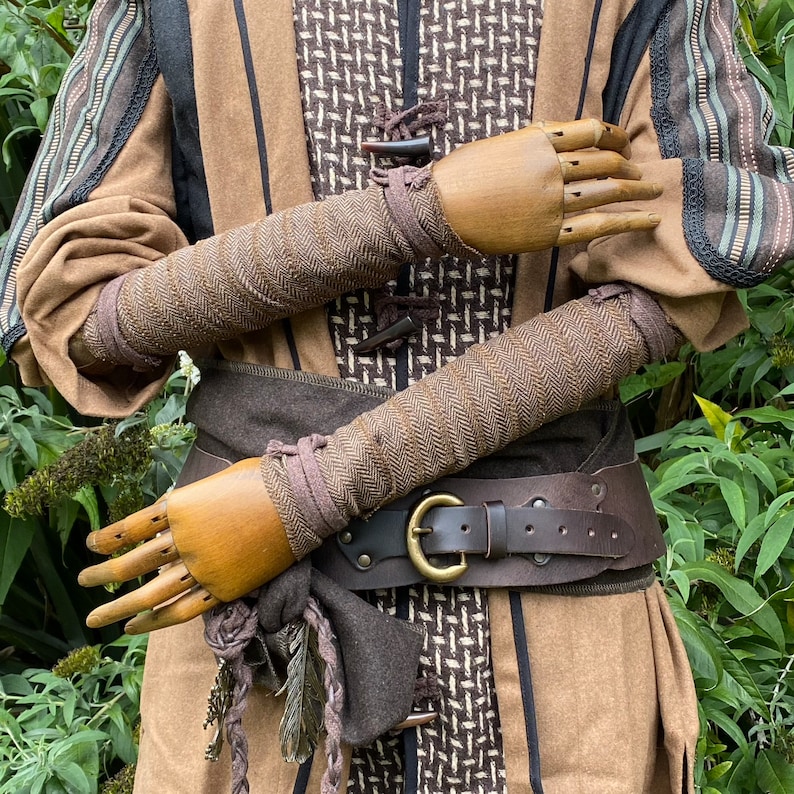 Medieval Arm Wraps Brown Herringbone Wool for LARP Cosplay - Etsy UK