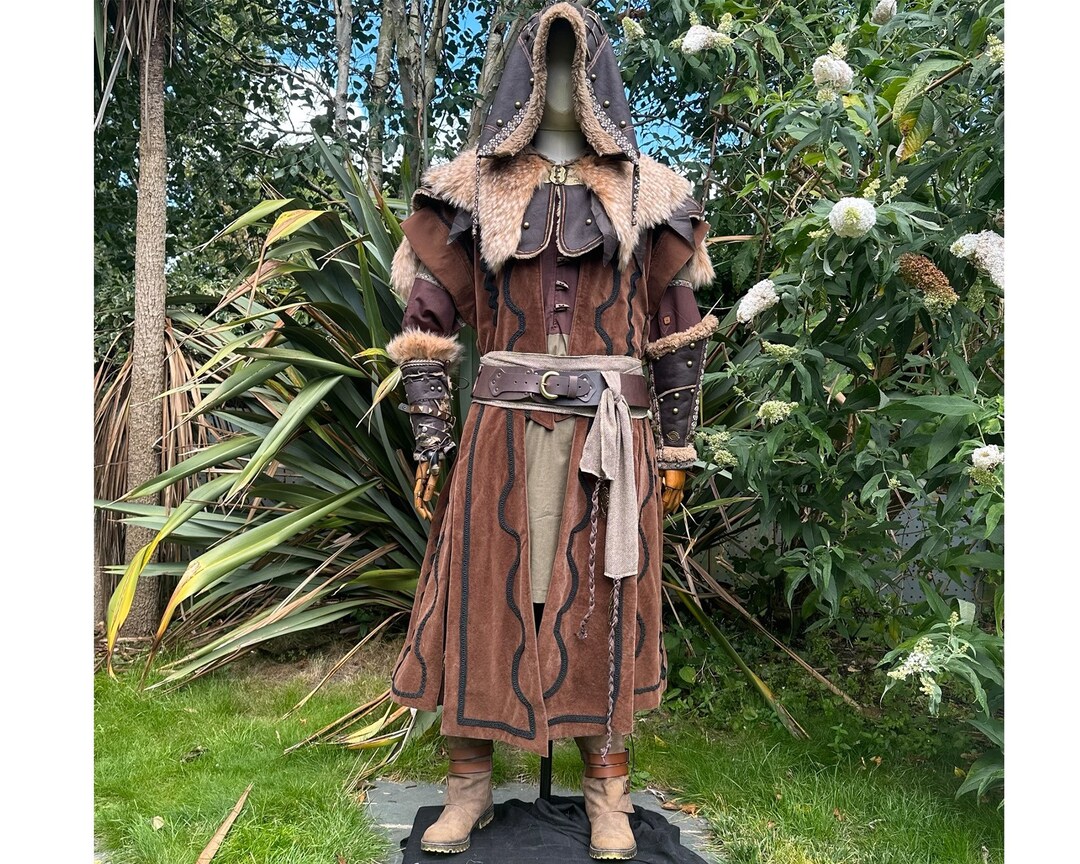 Dwarf Warrior LARP Outfit 7 Pieces Waistcoat, Tunic, Hood, Vambraces ...