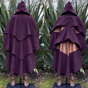 Emperor Cloak 3 Layered Woollen Cloak in Red With Elaborate Rose Gold ...