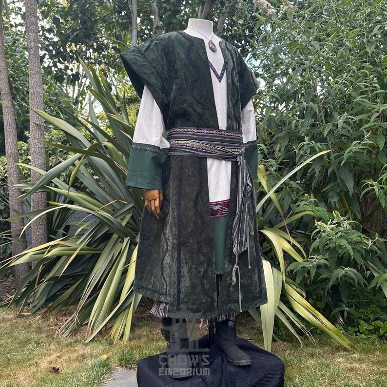 Wizard Robe Waistcoat Green - Panelled Suede Effect|for Mage, Cleric ...