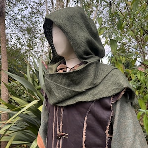 Medieval Scarf Hood, Green Wool, Wrap Around Hood, for Cosplay ...