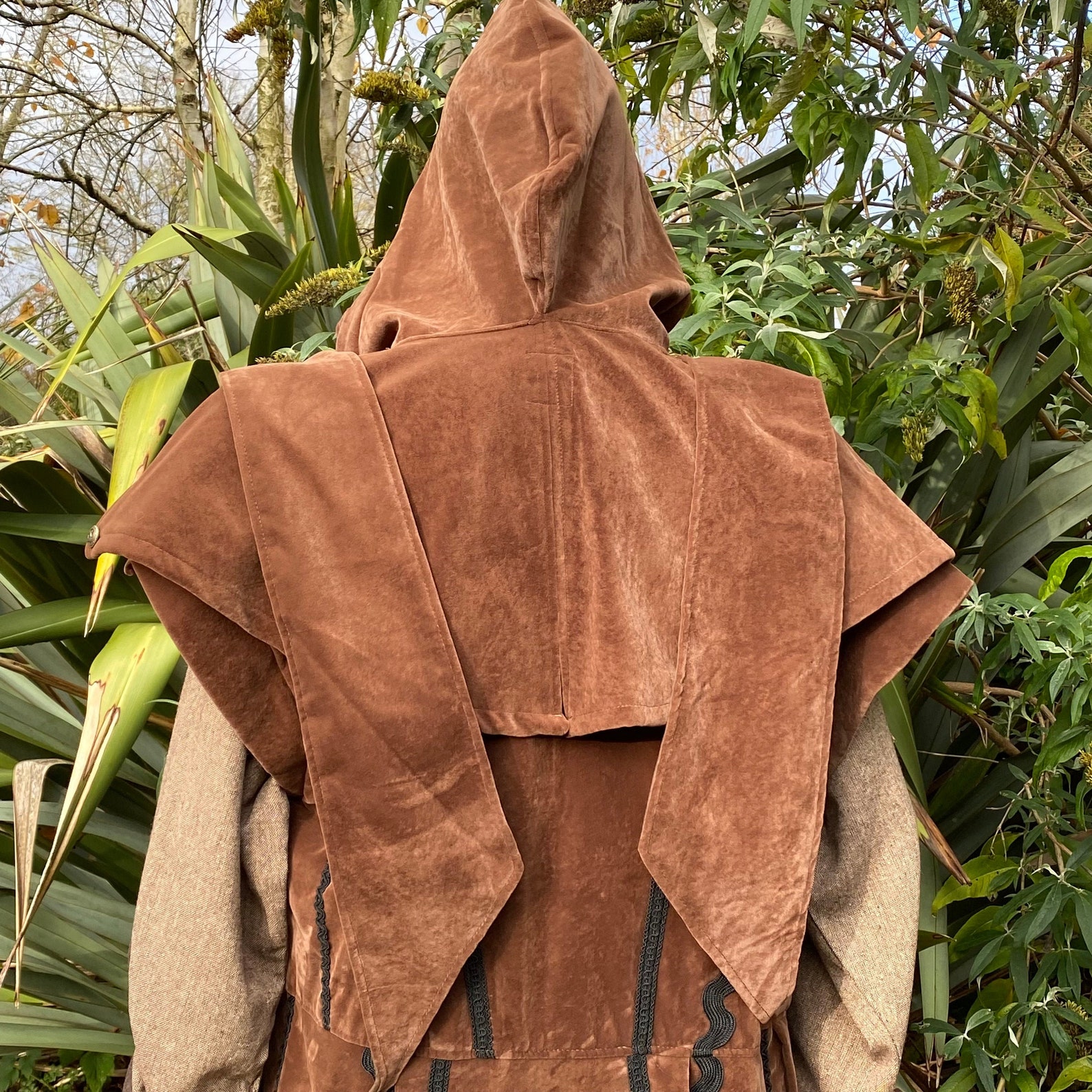 Medieval LARP Scarf Hood, Brown Wrap Around, Faux Suede, Rogue, Viking ...