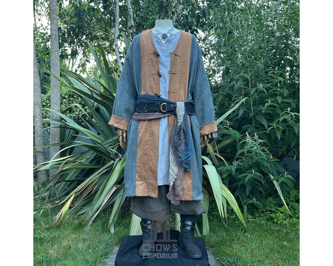 LARP Robe With Pockets, Blue & Brown, Renaissance Faire Robe, Medieval ...