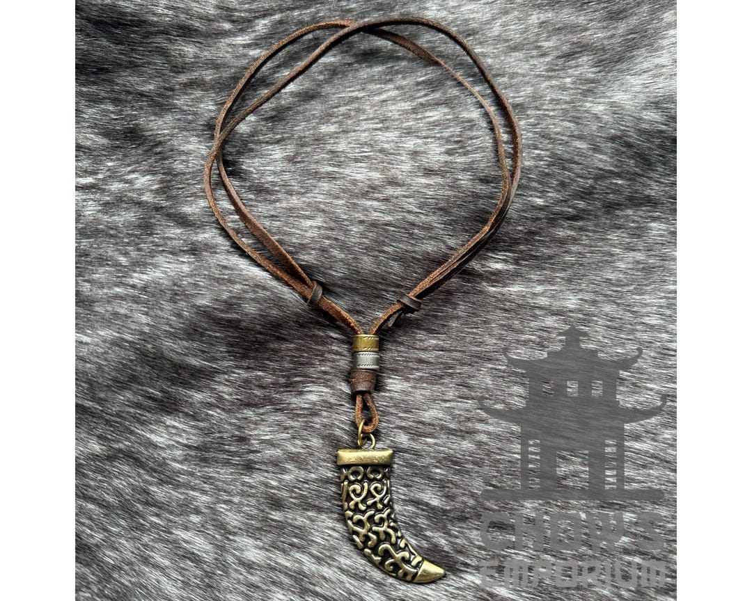 Celtic Tooth Necklace - LARP Sash, Amulets, Accessory - Brass Color - Etsy