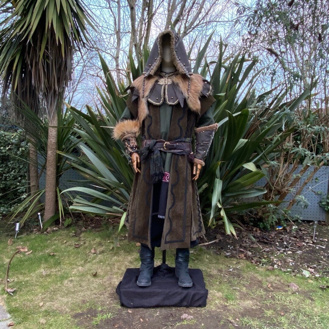 Forest Guardian LARP Outfit 5 Pieces Green Panel Waistcoat, Hood ...