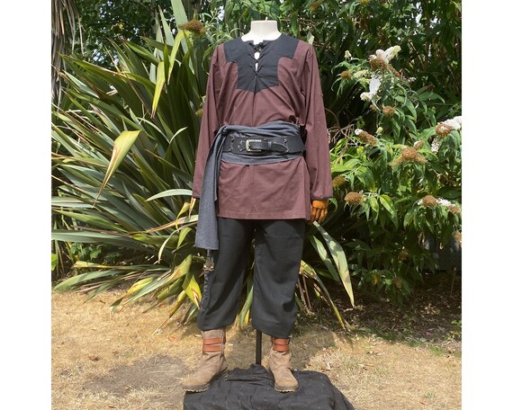LARP Costume 4 Piece Set / Shirt Trousers Belt Sash / - Etsy