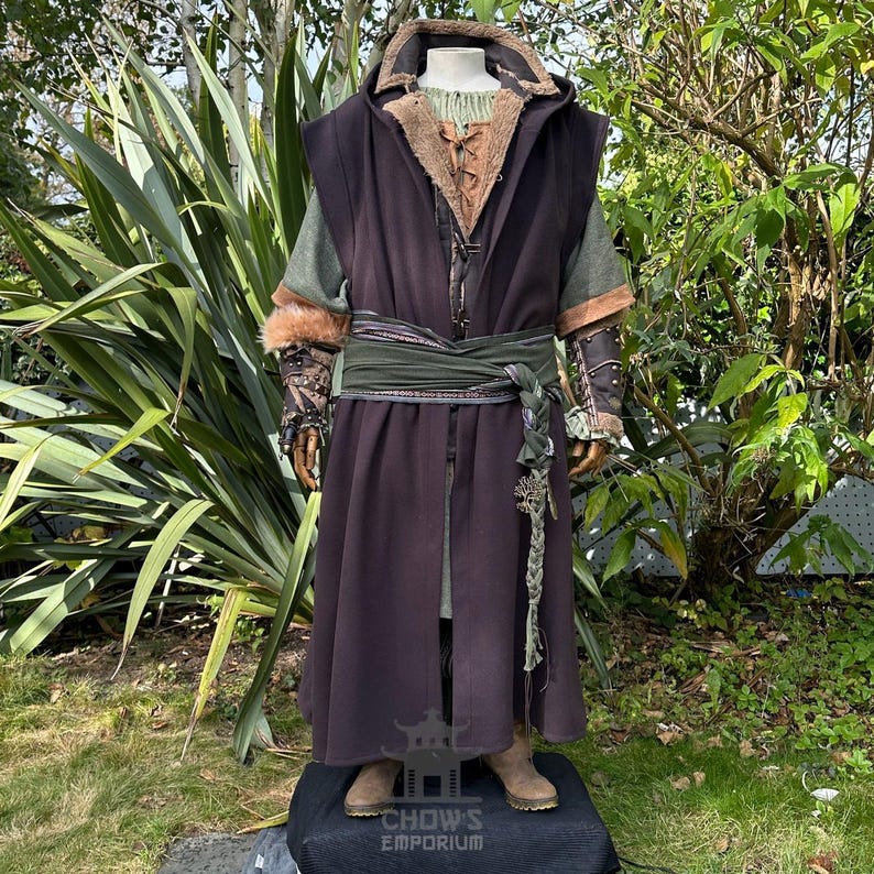 Medieval Hooded Sleeveless LARP Robe - Brown Wool, Knight, Dwarven ...