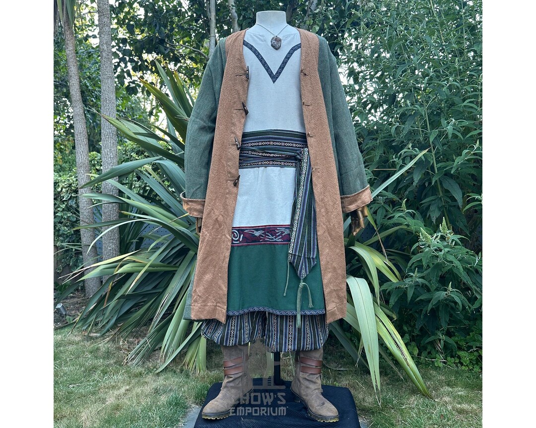 LARP Robe With Pockets, Green & Brown, Renaissance Faire Robe, Medieval ...
