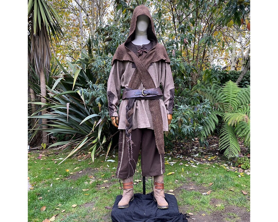 LARP Basic Outfit 4 Pieces: Brown Two Tone Shirt, Pants, Hood and Sash ...