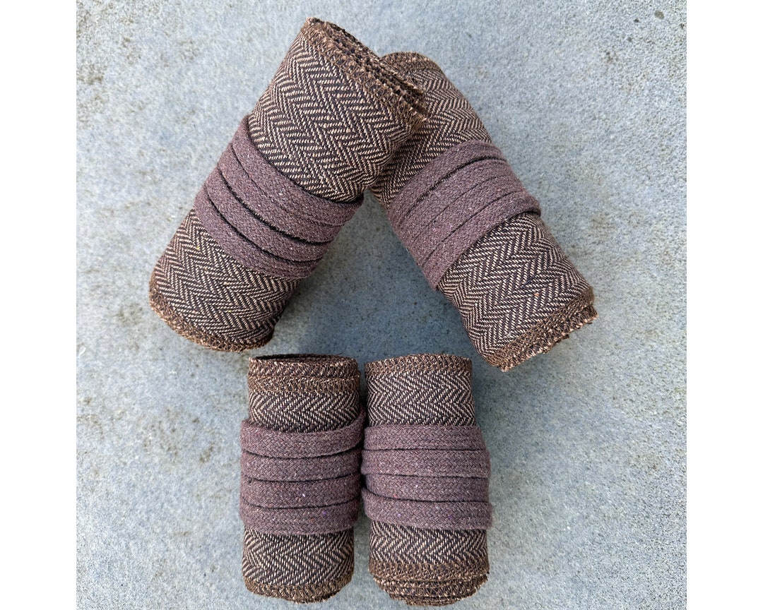 Medieval Leg Wrap and Arm Wrap Set - Dark Brown Herringbone Wool ...