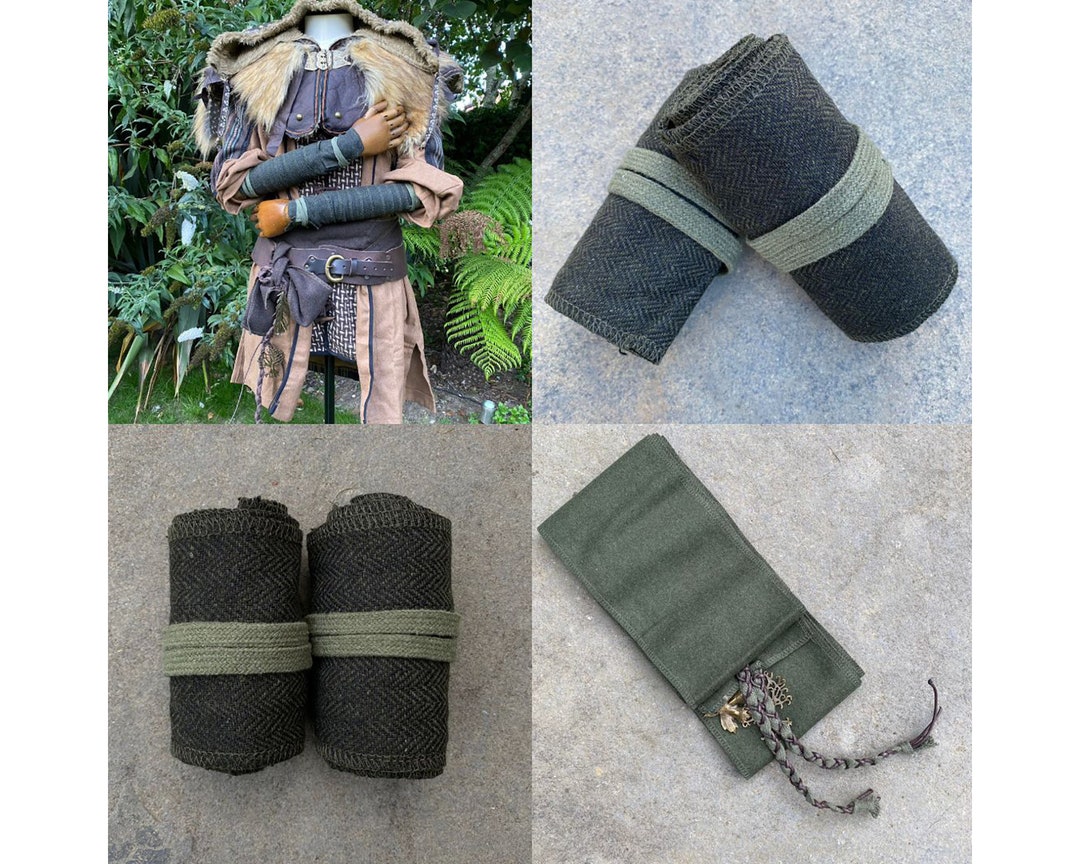 Medieval Wrap Set, 3 Pieces, Arm Wraps, Leg Wraps, Sash, Green ...