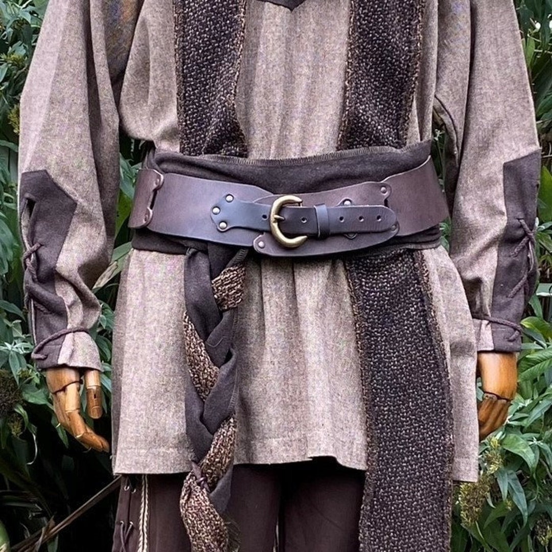 Medieval Magnificent LARP Belt, Brown Buffalo Leather, Handmade, Viking ...