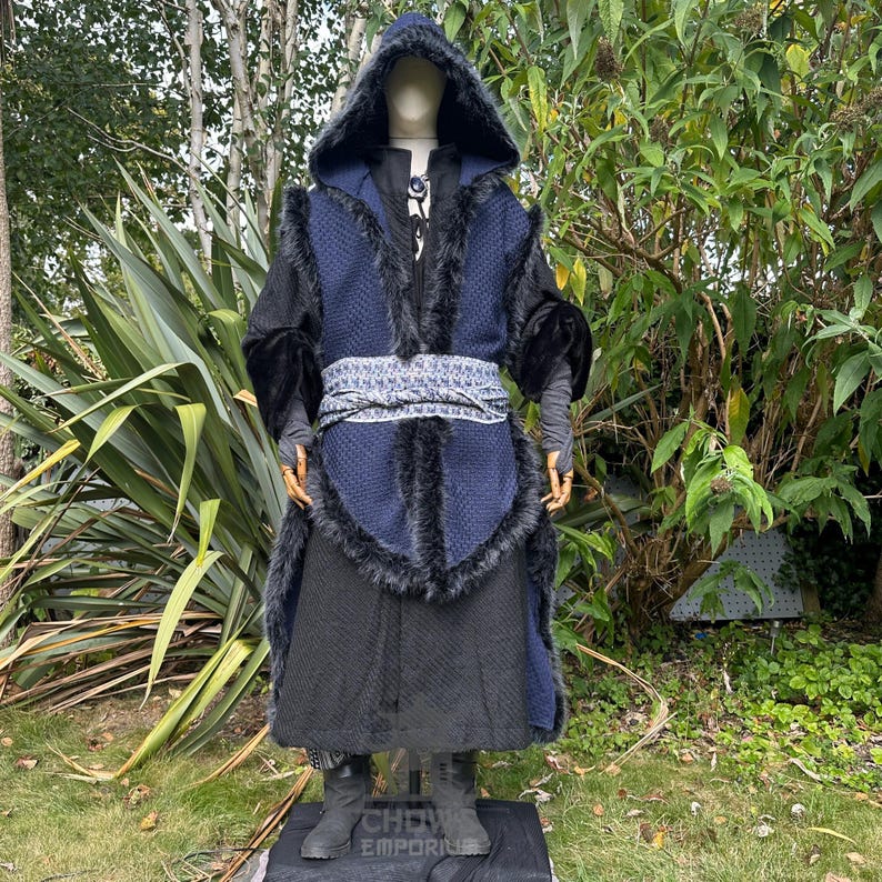 Medieval Night Warlock LARP Outfit, 4+ Pcs, Cape, Robe, Sash, Necklace ...