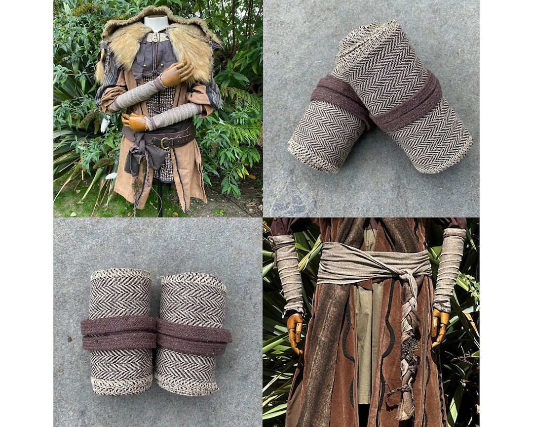Medieval Wrap Set, 3 Pieces, Arm Wraps, Leg Wraps, Sash, Light Brown ...