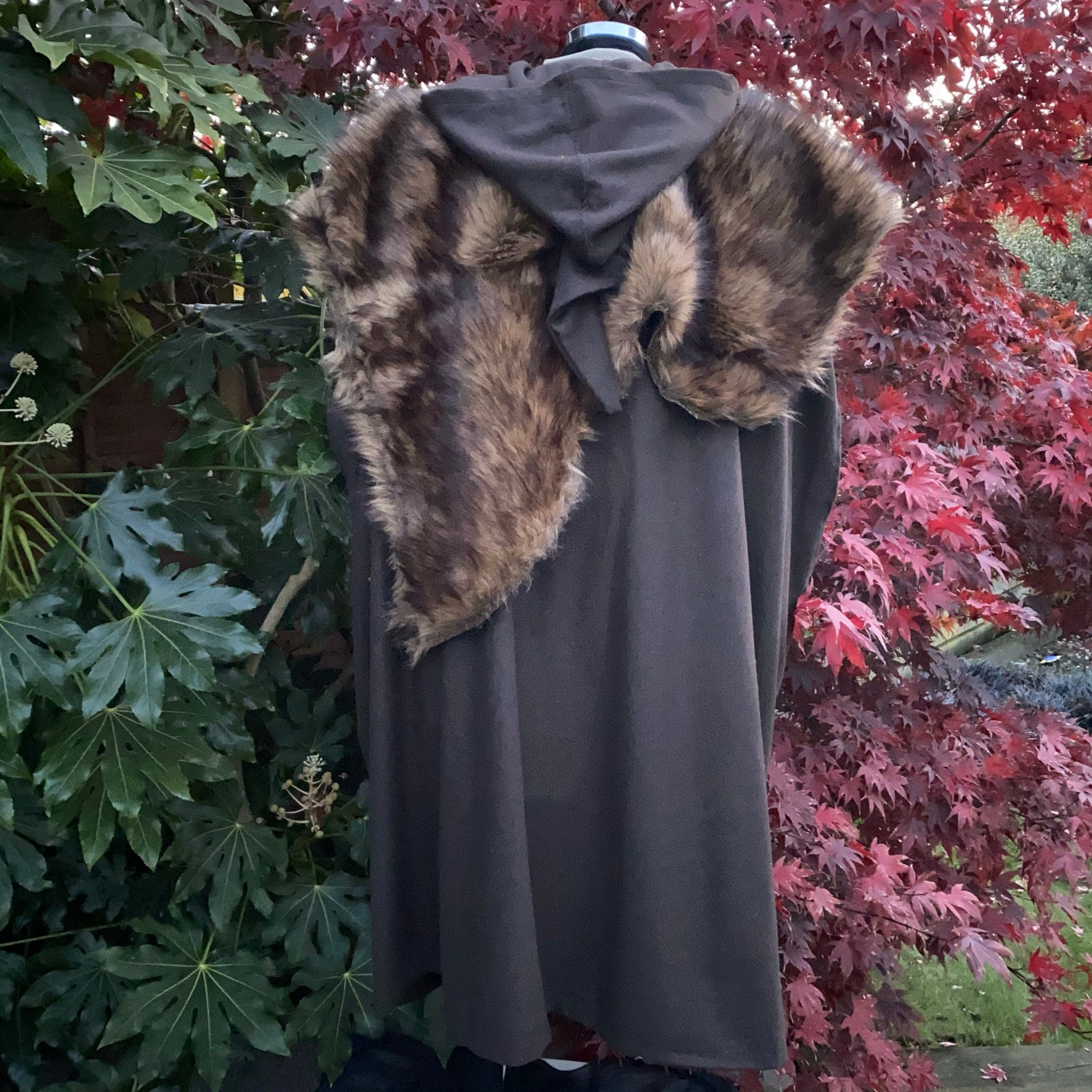 LARP Cloak with Fur Mantle / Cape / Dark Brown / Wool / 4 way | Etsy