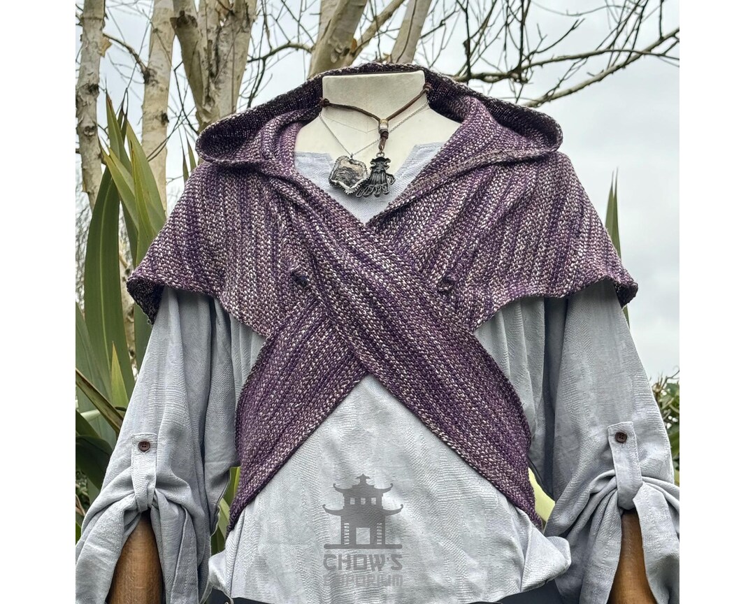 Medieval Wrap-around Hood -purple for LARP, Medieval, Cosplay, Fantasy ...