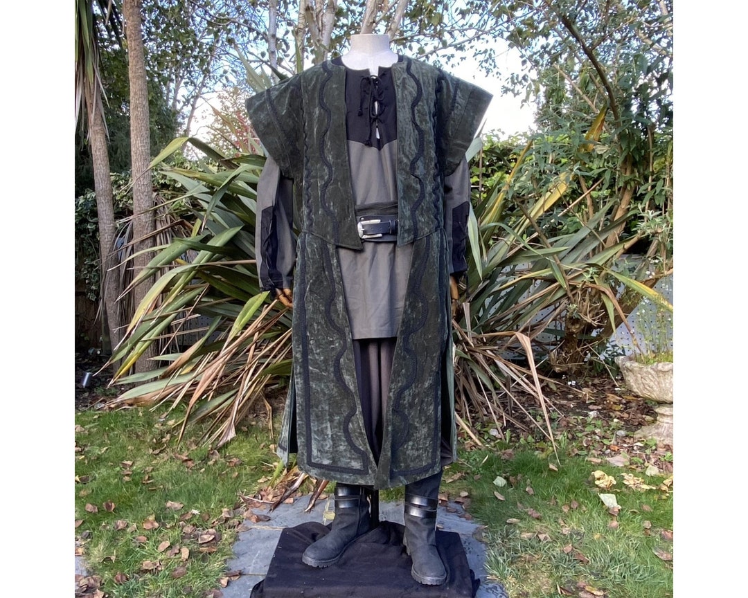 Wizard Robe Waistcoat Green - Panelled Suede Effect|for Mage, Cleric ...