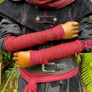 Medieval Arm Wraps - Red Herringbone Wool Mixture - Etsy