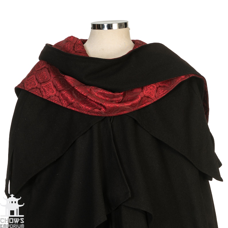 Necromancer Cloak 3 Layered Woollen Cloak in Black With - Etsy UK