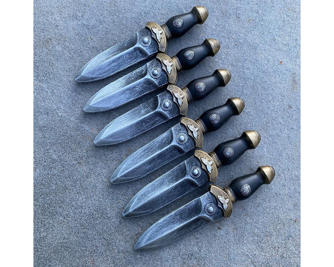Medieval LARP Latex Foam Fake Dagger, Pewter Finish, Set of 6, Assassin ...