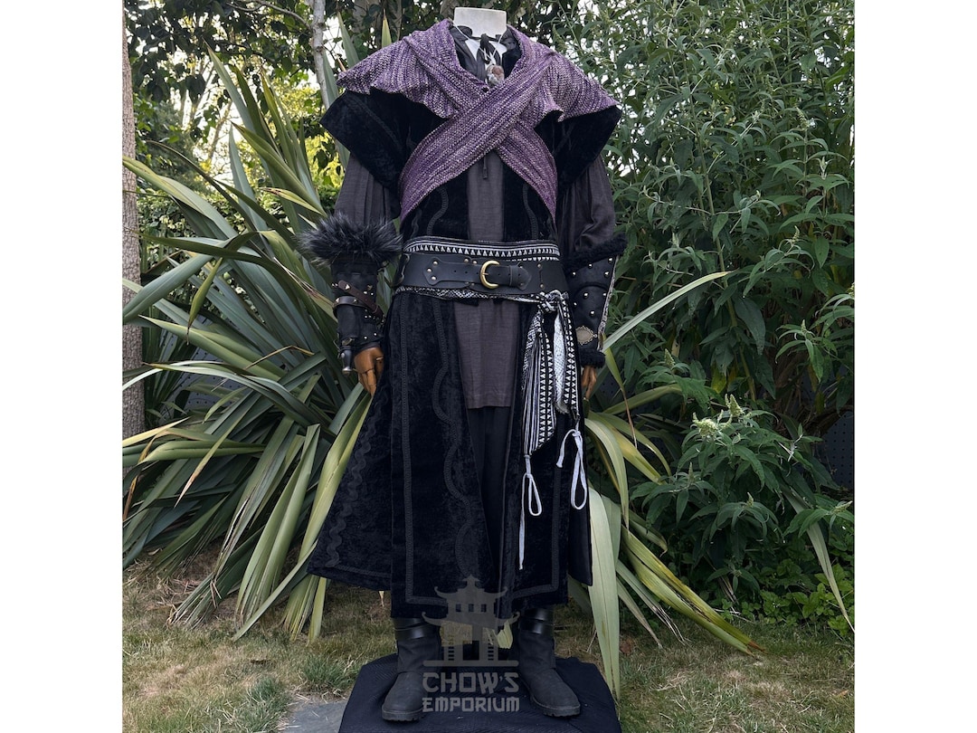 Medieval Sorcerer LARP Outfit 7 Pcs - Hood, Waistcoat, Vambraces, Shirt ...
