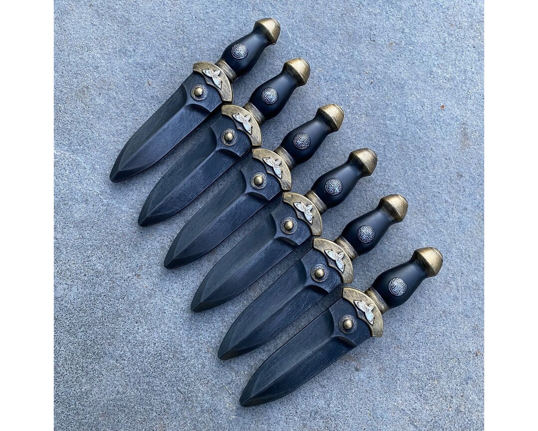 LARP Foam Dagger - Latex Throwing Knife - Gun Metal Finish - Set of 6 ...