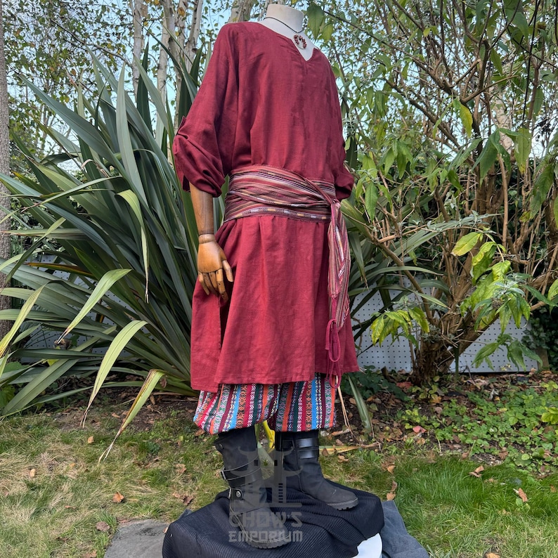Medieval LARP Starter Outfit- Red & Stripe, 3 Pcs, Tunic, Pants, Sash ...