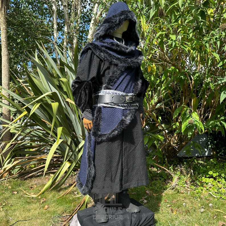 Medieval Night Warlock LARP Outfit, 4+ Pcs, Cape, Robe, Sash, Necklace ...