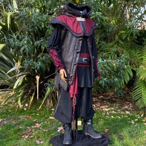 Demon Hunter LARP Outfit 4 Pieces Black & Red Waistcoat, Hood, Shirt ...