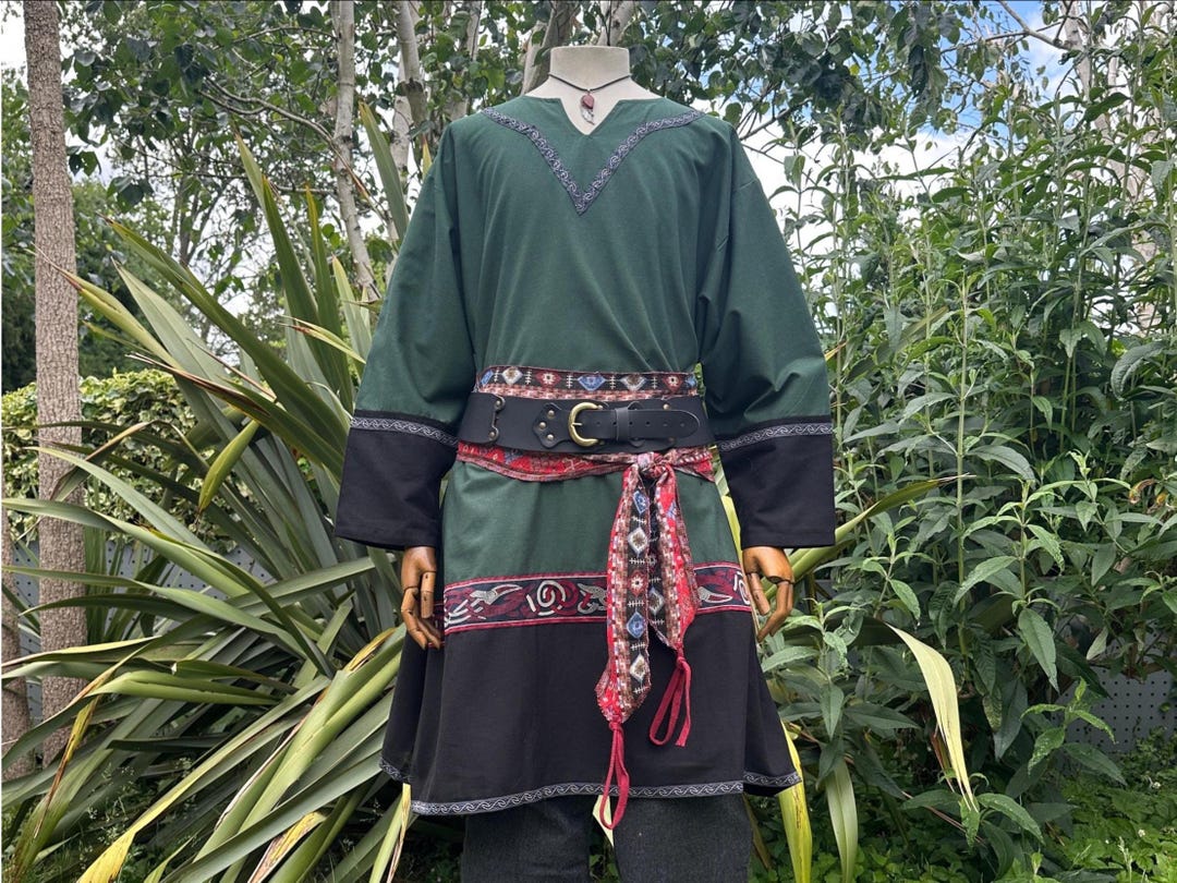 Viking Tunic, Green & Black | Medieval Tunic for LARP, Pirate, Ranger ...