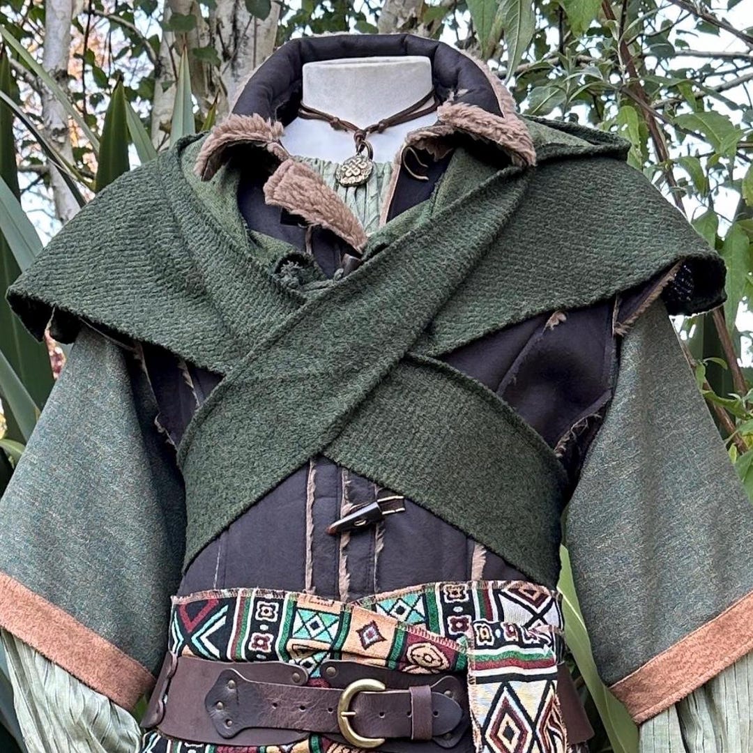 Medieval Scarf Hood, Green Wool, Wrap Around Hood, for Cosplay ...