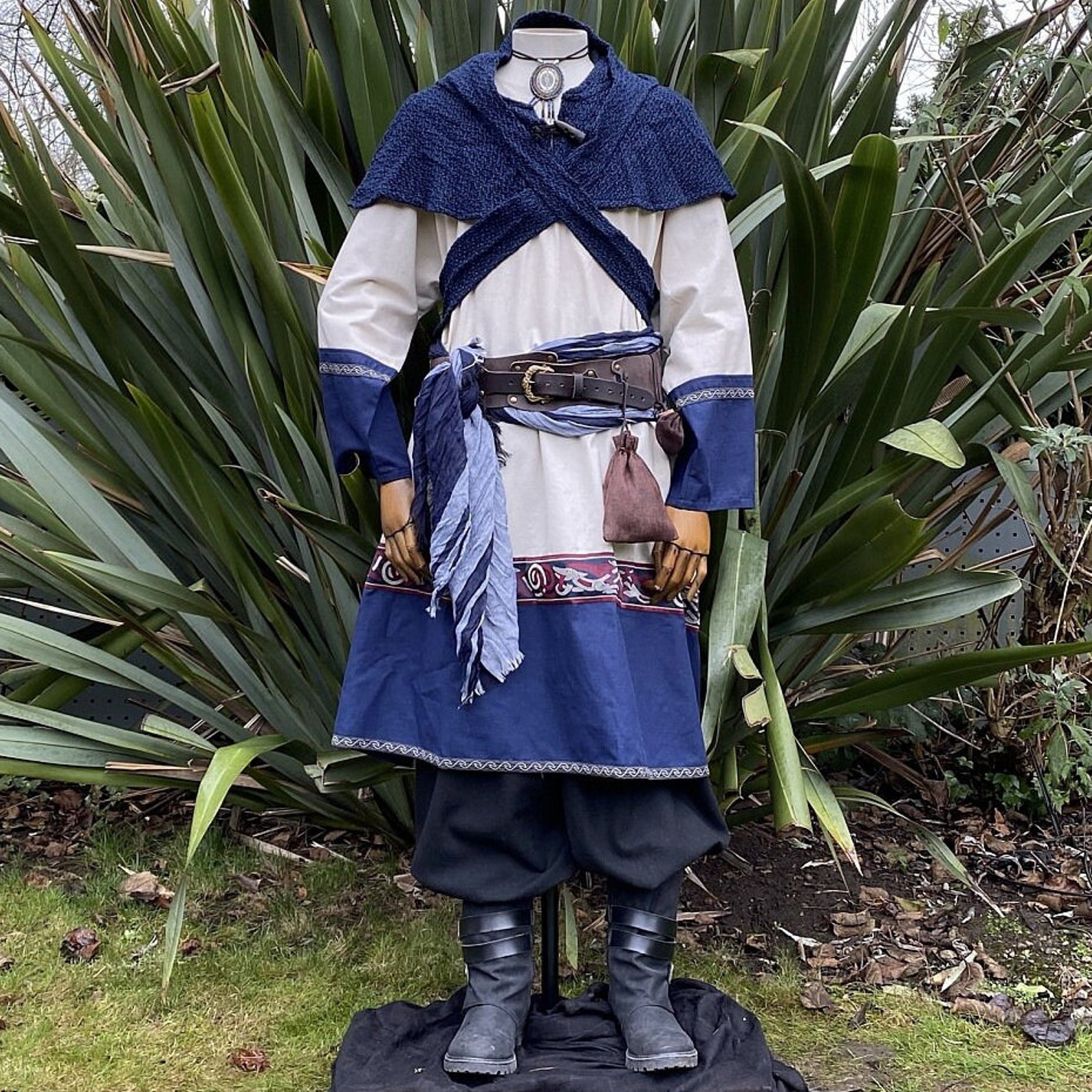 Ocean Druid LARP Outfit 5 Pieces Ornate Jacket, Tunic, Pants, Hood ...