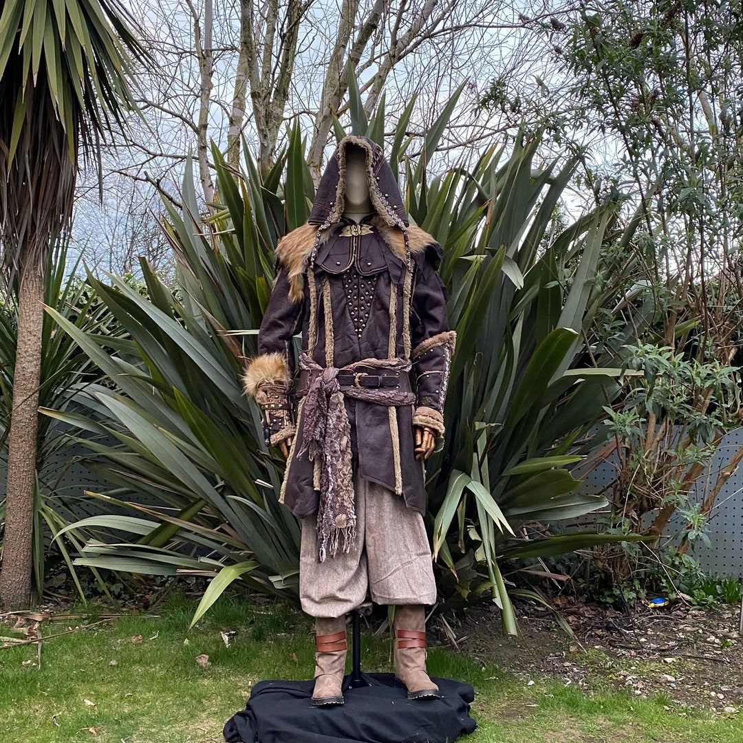 Medieval Leather Armor LARP Outfit, Orc Warlord, 5 Pcs, Jacket, Hood ...