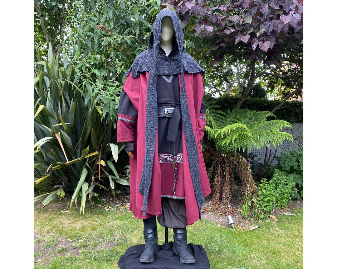 Mystic Alchemist LARP Outfit 5 Pieces 4 Way Cloak, Grey Hood, Tunic ...